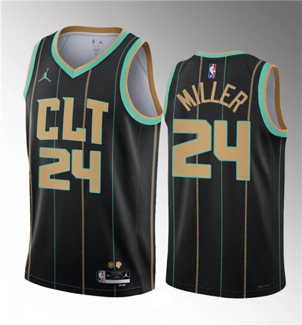Men's Charlotte Hornets #24 Brandon Miller Black 2023 Draft City ...