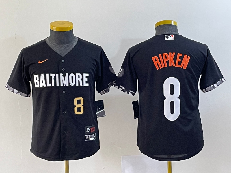 Youth Baltimore Orioles #8 Cal Ripken Jr Number Black 2023 City Connect ...