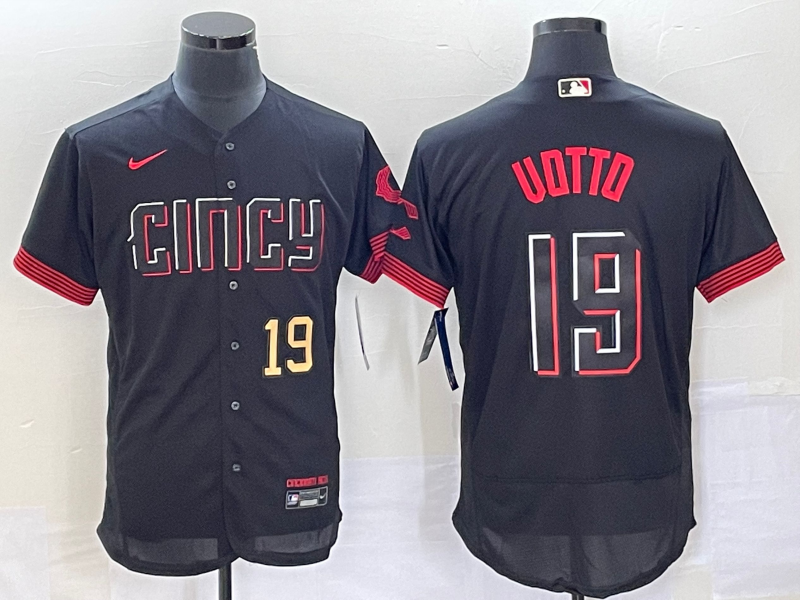 Men's Cincinnati Reds #19 Joey Votto Number Black 2023 City Connect ...