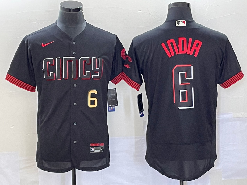 Men's Cincinnati Reds #6 Jonathan India Number Black 2023 City Connect ...