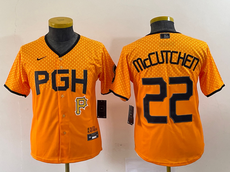 Youth Pittsburgh Pirates #22 Andrew McCutchen Number Yellow 2023 City ...
