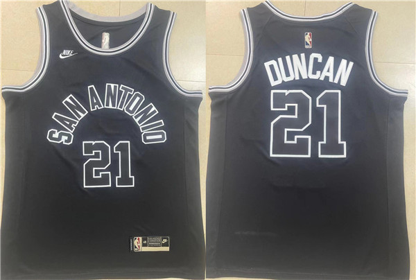 Men's San Antonio Spurs #21 Tim Duncan Black Stitched Basketball Jersey ...