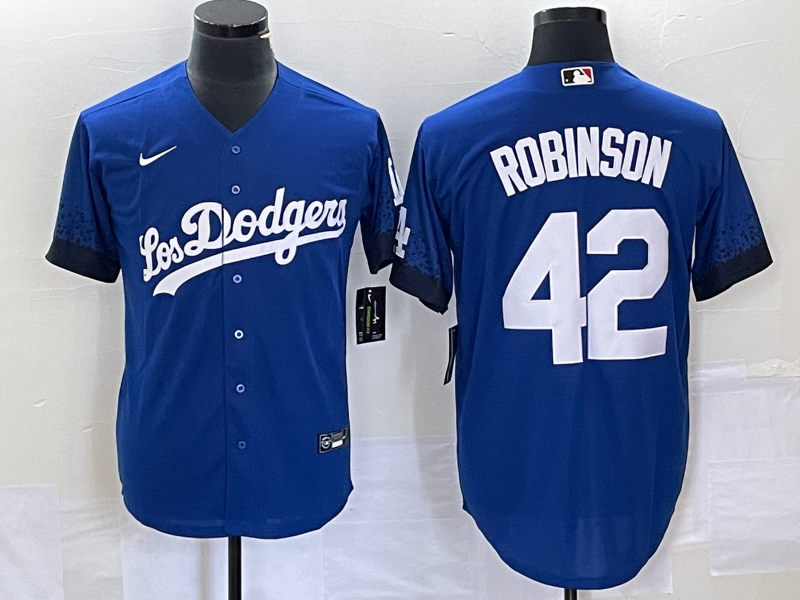 Men's Los Angeles Dodgers #42 Jackie Robinson Blue 2021 City Connect ...