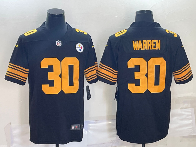 Men's Pittsburgh Steelers #30 Jaylen Warren Black Color Rush Stitched ...