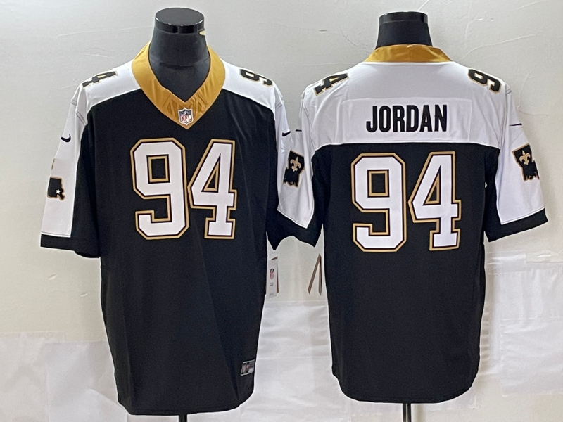 Men's New Orleans Saints #94 Cameron Jordan Black 2023 F.U.S.E. With 4 ...