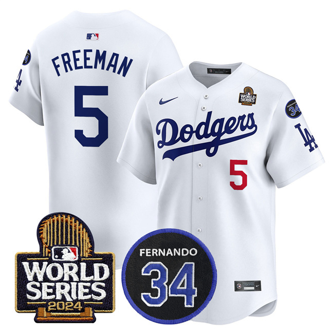 Men's Los Angeles Dodgers #5 Freddie Freeman White 2024 World Series ...