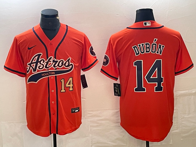 Men's Houston Astros #14 Mauricio Dubon Number Orange With Patch Cool ...