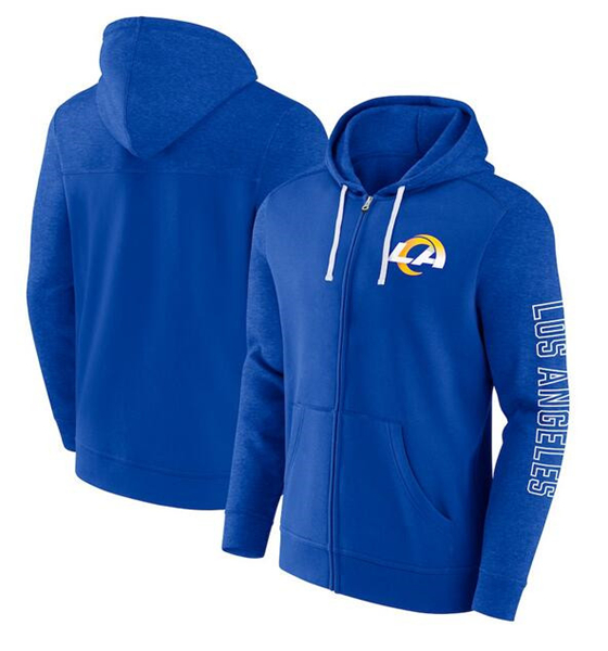 Men's Los Angeles Rams Royal Offensive Lineup Hoodie Full-Zip Hoodie on ...