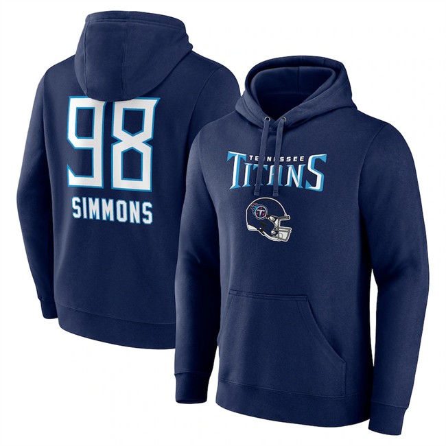 Men's Tennessee Titans #98 Jeffery Simmons Navy Team Wordmark Name ...
