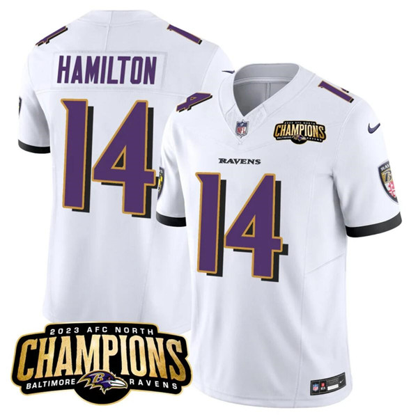 Men's Baltimore Ravens #14 Kyle Hamilton White 2023 F.U.S.E. AFC North ...