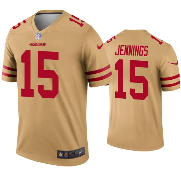 Mens San Francisco 49ers #15 Jauan Jennings Nike Gold Inverted Limited ...