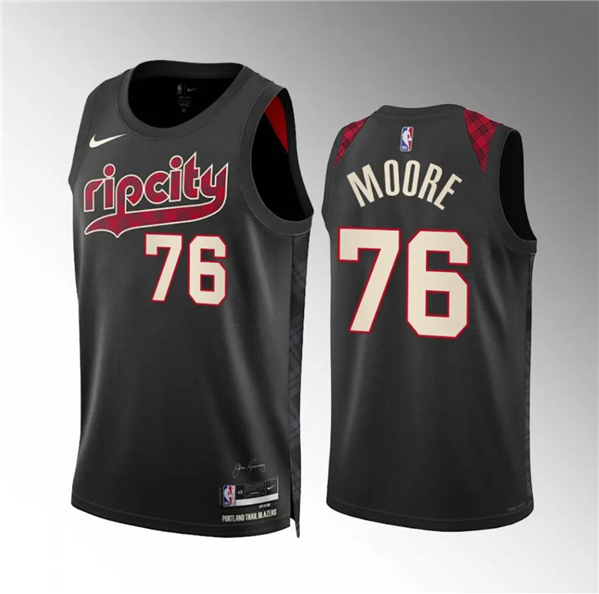 Men's Portland Trail Blazers #76 Taze Moore Black 2023-24 City Edition ...