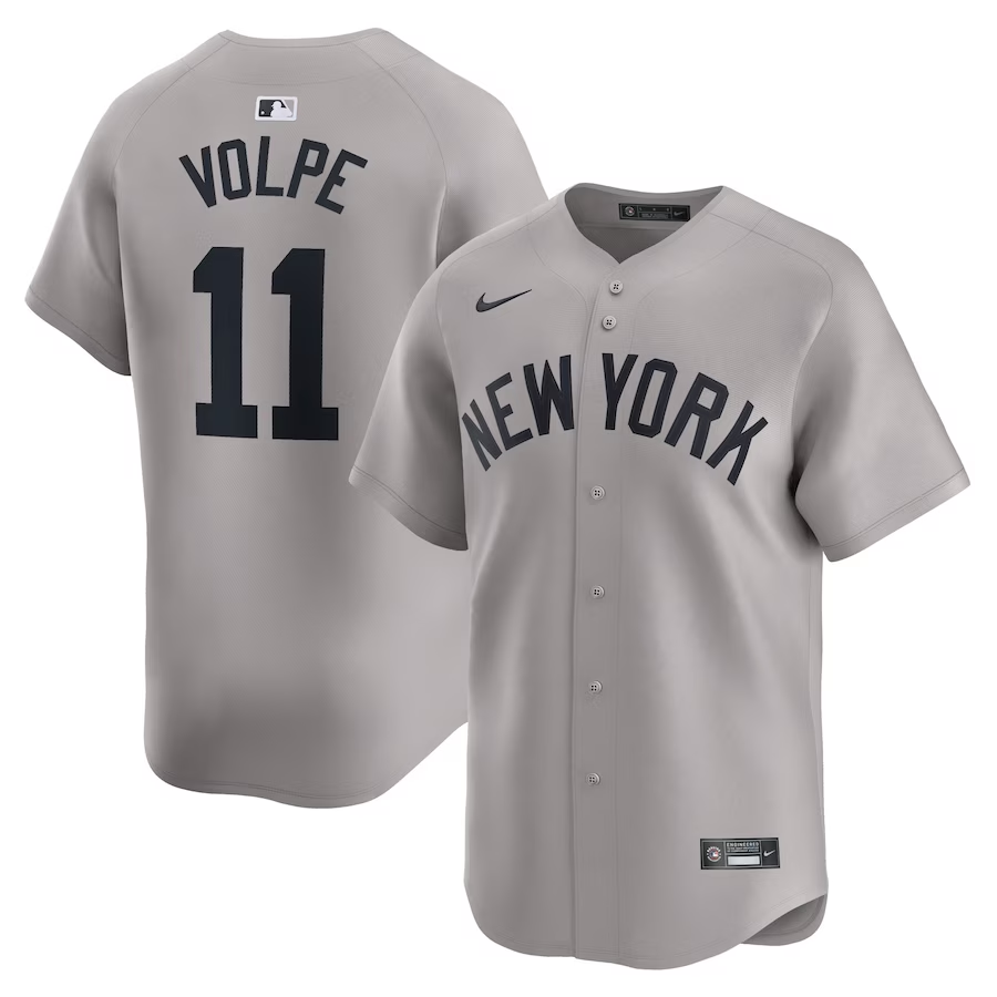 Men's New York Yankees #11 Anthony Volpe Gray 2024 Away Limited Cool ...