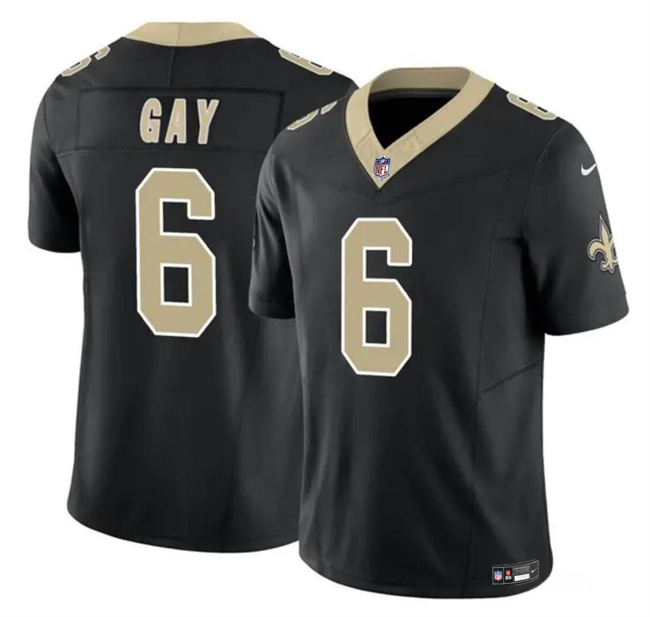 Men's New Orleans Saints #6 Willie Gay Black 2023 F.U.S.E. Vapor Limited Football Stitched ...