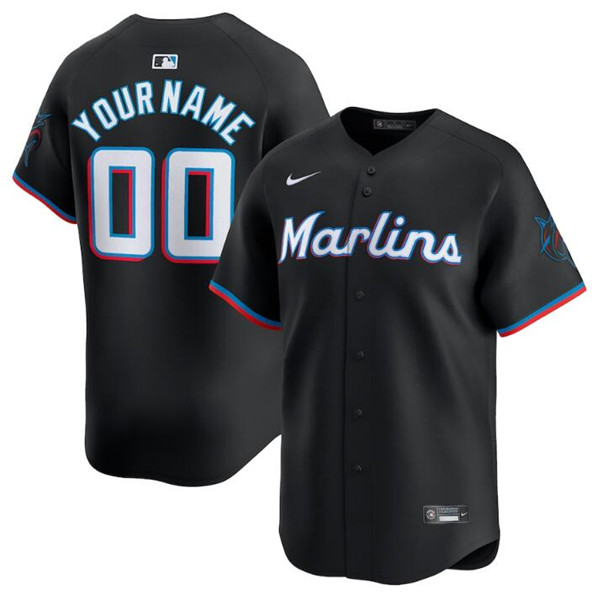 Men's Miami Marlins Customized Black 2024 Alternate Limited Stitched ...