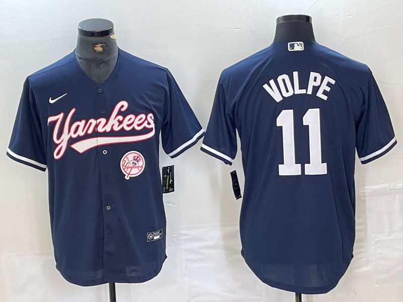 Men's New York Yankees #11 Anthony Volpe Navy With Patch Cool Base ...