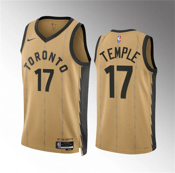 Men's Toronto Raptors #17 Garrett Temple Gold 2023-24 City Edition ...