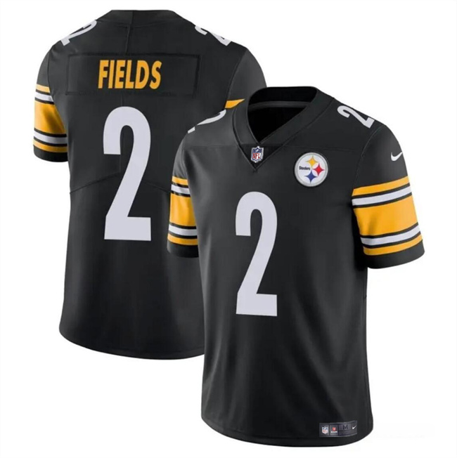 Men's Pittsburgh Steelers #2 Justin Fields Black Color Rush Vapor ...