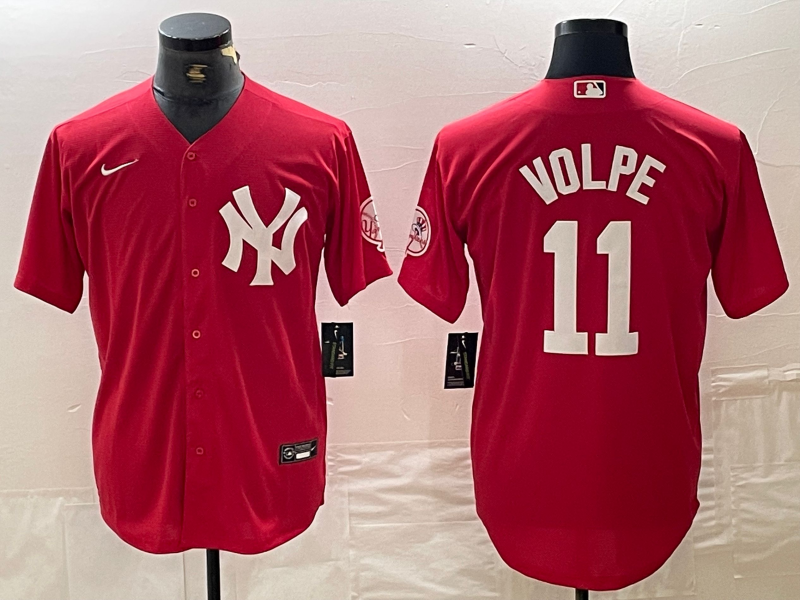 Men's New York Yankees #11 Anthony Volpe Red Fashion Cool Base Jersey ...