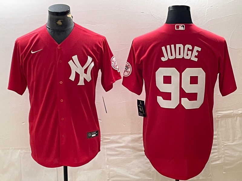 Men's New York Yankees #99 Aaron Judge Red Fashion Cool Base Jersey on ...
