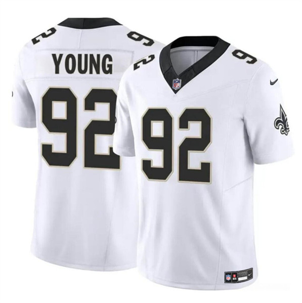 Men's New Orleans Saints #92 Chase Young White 2023 F.U.S.E Vapor Limited Football Stitched ...