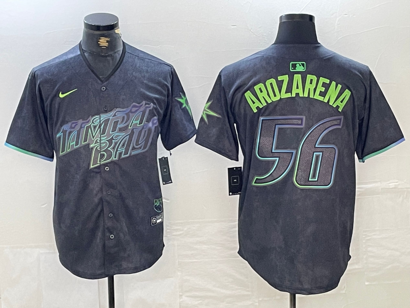 Men's Tampa Bay Rays #56 Randy Arozarena Charcoal 2024 City Connect ...