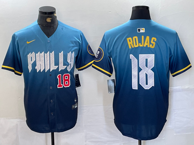 Men's Philadelphia Phillies #18 Johan Rojas Number Blue 2024 City ...