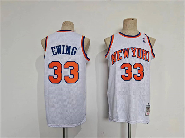 Men's New Yok Knicks #33 Patrick Ewing White Throwback Stitched Jersey ...