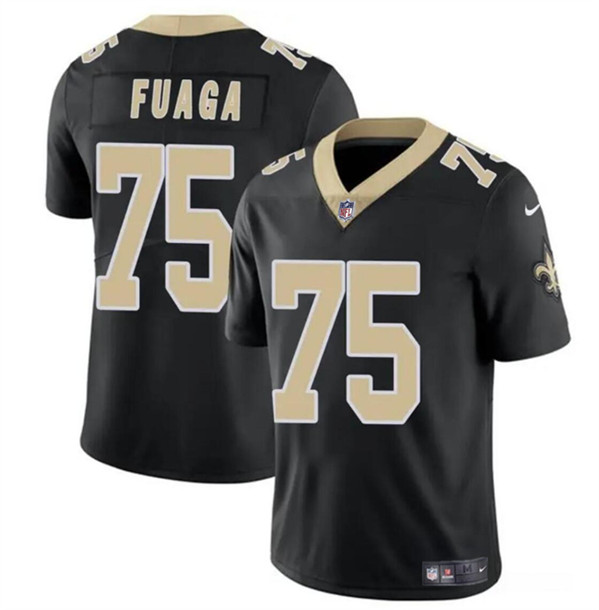 Men's New Orleans Saints #75 Taliese Fuaga Black 2024 Draft Vapor Limited Football Stitched ...