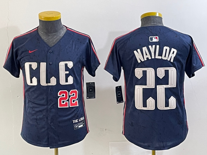 Youth Cleveland Guardians #22 Josh Naylor Number Navy 2024 City Connect ...