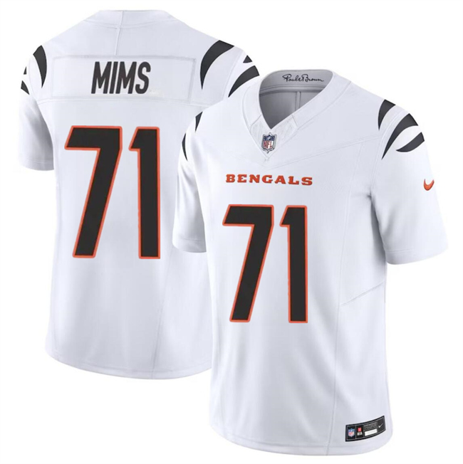 Men's Cincinnati Bengals #71 Amarius Mims White 2024 Draft F.U.S.E ...