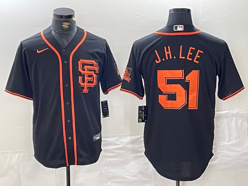 Men's San Francisco Giants #51 Jung Hoo Lee Black With SF Stitched Cool ...