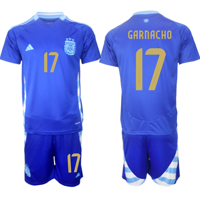 Men's Argentina #17 Alejandro Garnacho Blue 2024-25 Away SoccerJersey ...