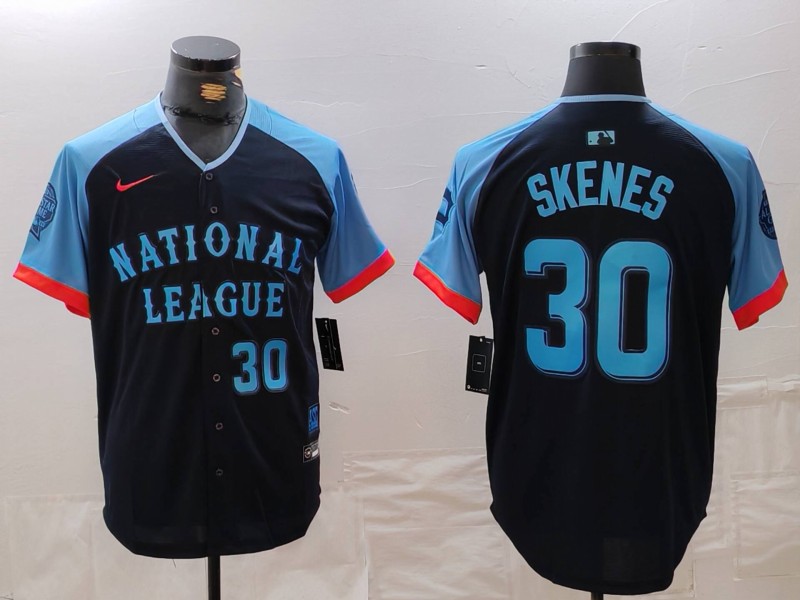 Men's Pittsburgh Pirates #30 Paul Skenes Number Navy 2024 All Star ...