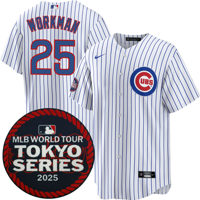 Men's Chicago Cubs #25 Gage Workman White 2025 World Tour Tokyo Series ...