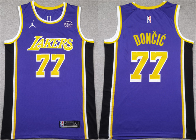 Men's Los Angeles Lakers #77 Luka Doncic Puple 2025 Stitched Basketball ...