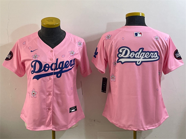 Women's Los Angeles Dodgers Team Big Logo Pink 2025 Tokyo Series ...